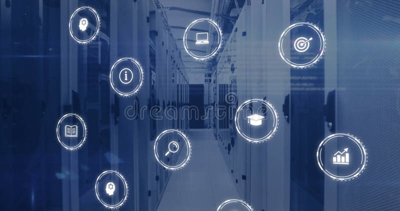 Animation of Network of Digital Icons and Computer Servers Stock Video ...