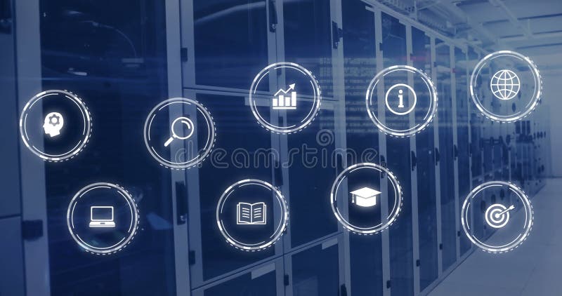Animation of Network of Digital Icons and Computer Servers Stock Video ...
