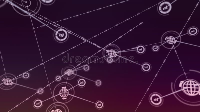 Animation of Network of Digital Icons and Light Trails Spinning on ...