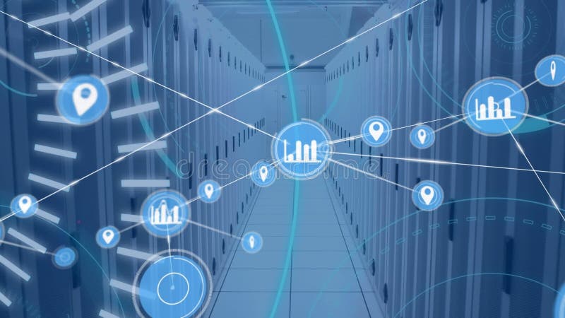 Animation of Network of Digital Icons Over 5g Text and Round Scanners ... Animation of Network of Digital Icons Over 5g Text and Round Scanners ...