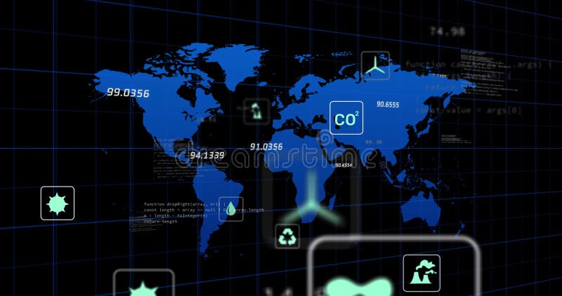 Animation of Network of Eco and Environmentally Friendly Icons Over ...