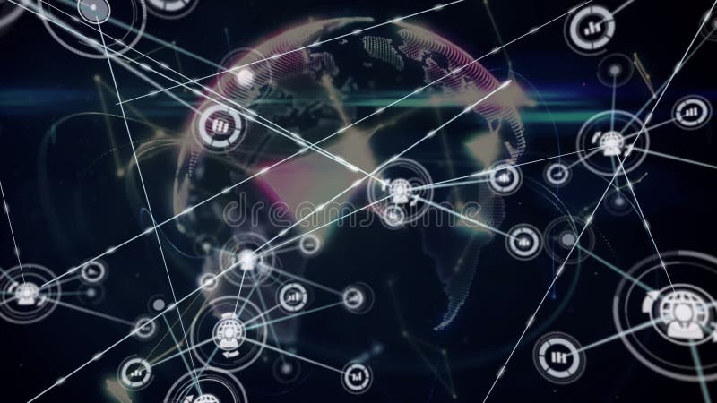 Animation of Network of Globe and Information Icons Transferring Data ...