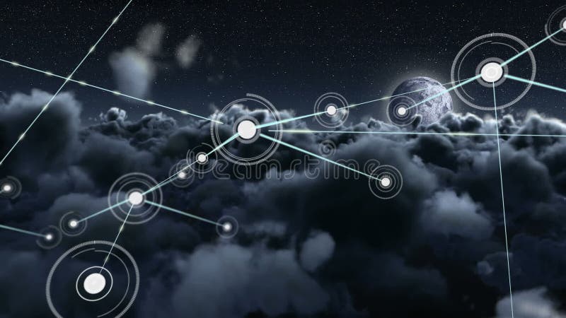 Animation of Networks of Connections with Icons Over Clouds and Sky ...