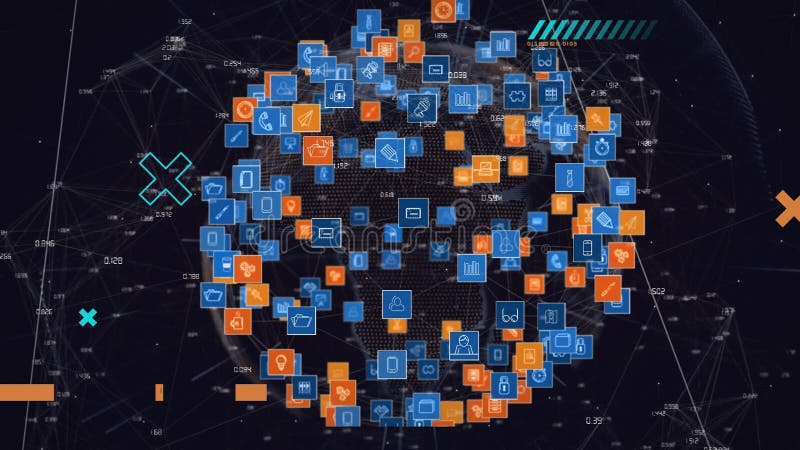 Animation of Networks of Connections of Multiple Interface Icons Stock ...