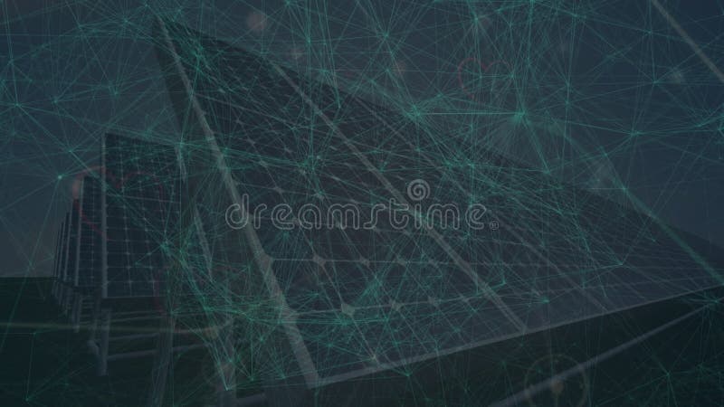 Animation of Networks of Connections Over Solar Panels Stock Footage ...
