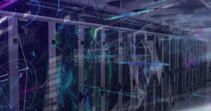 Animation Of Networks Mathematical Equations And Data Processing Over