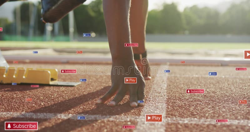 Animation of Notification Bars Over African American Athlete Taking ...