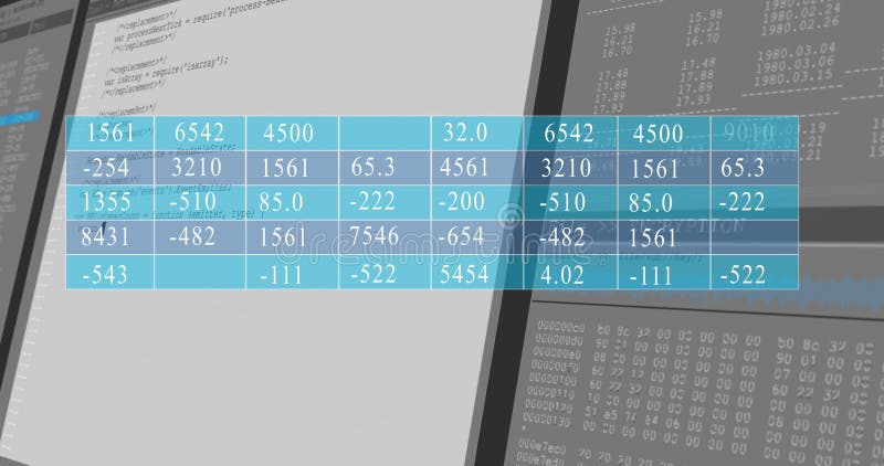 Animation of Number Chart Over Computer Language and Changing Numbers ...