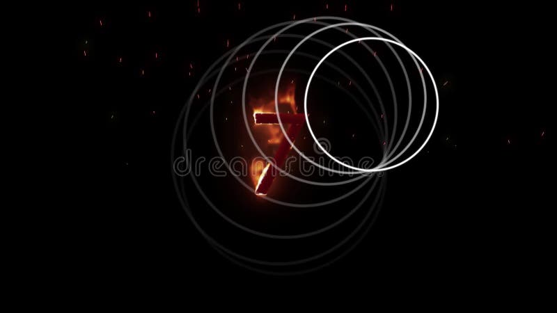 Animation of Number 7 on Fire and White Circles Spinning on Black ...