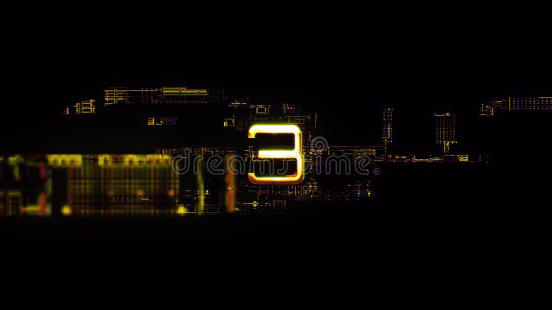 Animation of Number Three Glow Glitch Text Digital Effect Stock Footage ...
