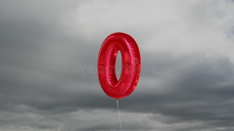 Animation of a Number Zero Red Balloon Over Sky in the Background ...