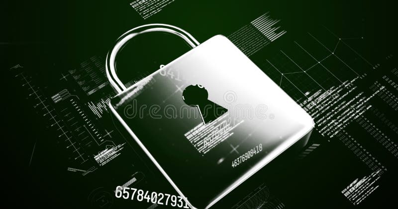 Animation of Numbers Changing Data Processing Against Online Security Padlock Stock Video ...