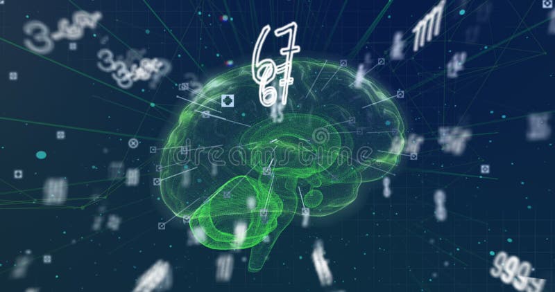 Animation of Numbers Changing Over Glowing Human Brain Stock Video ...