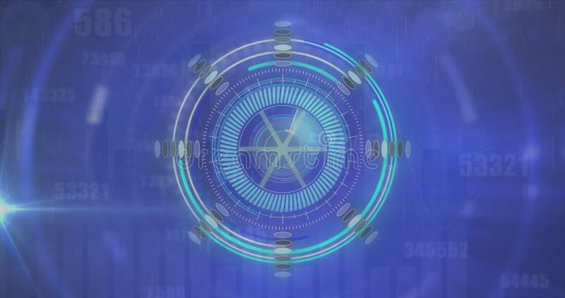 Animation Of Numbers Data Processing Over Scope Scanning Stock Video