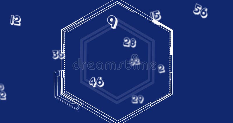 Animation of Numbers Floating Over Abstract Hexgonal Shape Against Blue ...