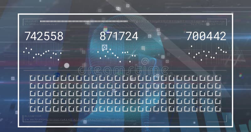 Animation of Numbers , Graphs, Loading Square Over Viewfinders Around ...