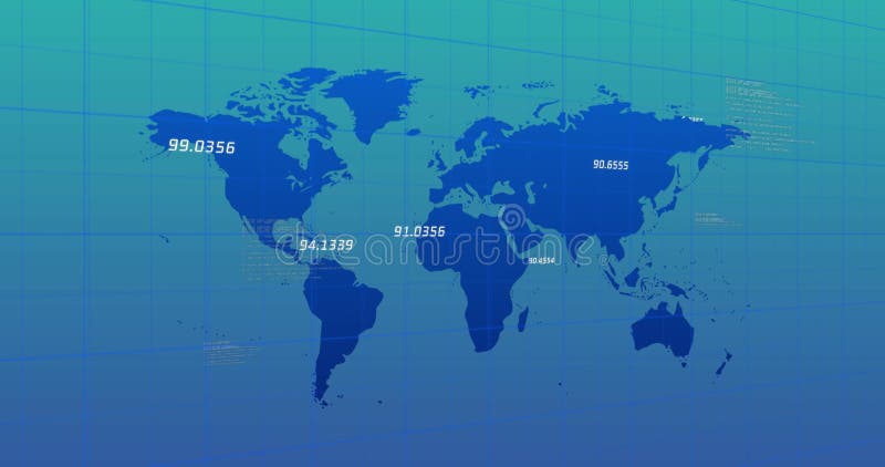 Animation of Numbers Over Grid Pattern and Computer Language Against ...
