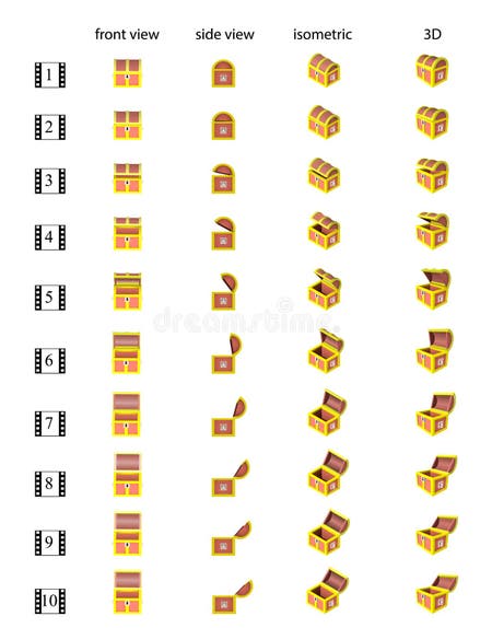 Animation of the Opening of the Chest in Different Angles. Stock Vector ...