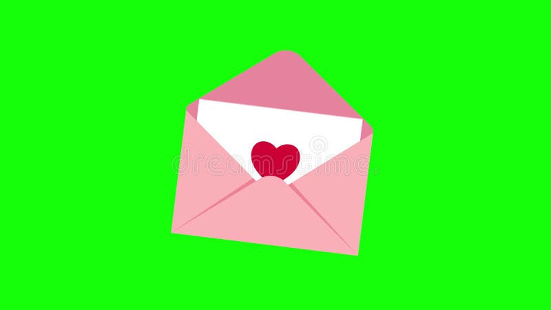 Animation of the Opening Envelope with White Paper with a Heart Inside ...