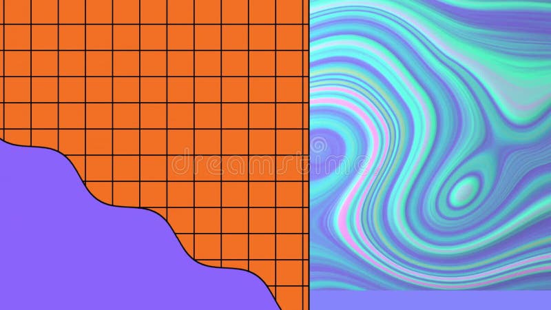 Animation of Orange Grid and Purple Wave Over Blue, Pink and Purple ...