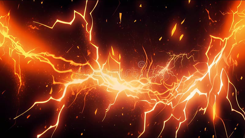 Animation of Orange Lightning, Abstract Plasma on a Black Background ...
