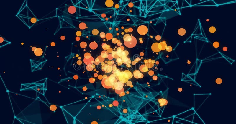 Animation of Orange Spots of Light Over Network of Connections Stock ...