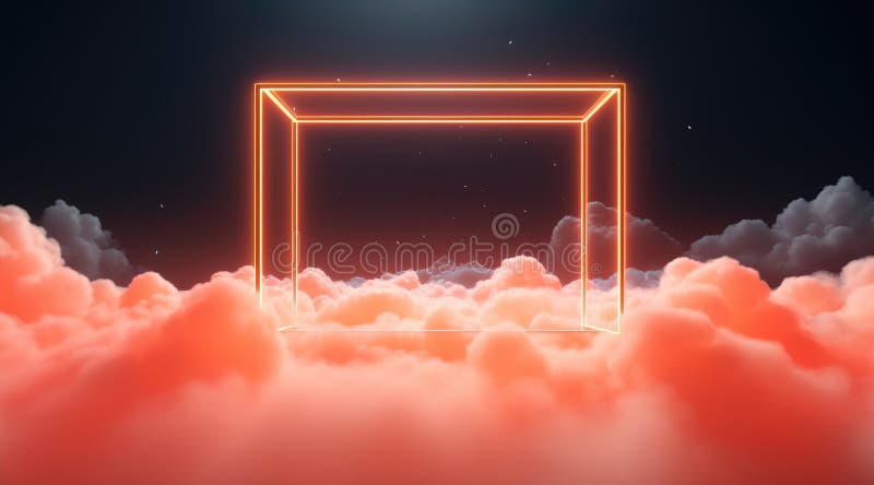 Animation of an Orange Square Frame Floating in a Cloud Stock ...