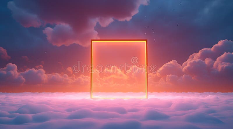 Animation of an Orange Square Frame Floating in a Cloud Stock ...