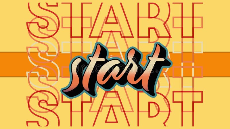 Animation of Orange Start Text Repeating Over Orange Stripe on Yellow ...