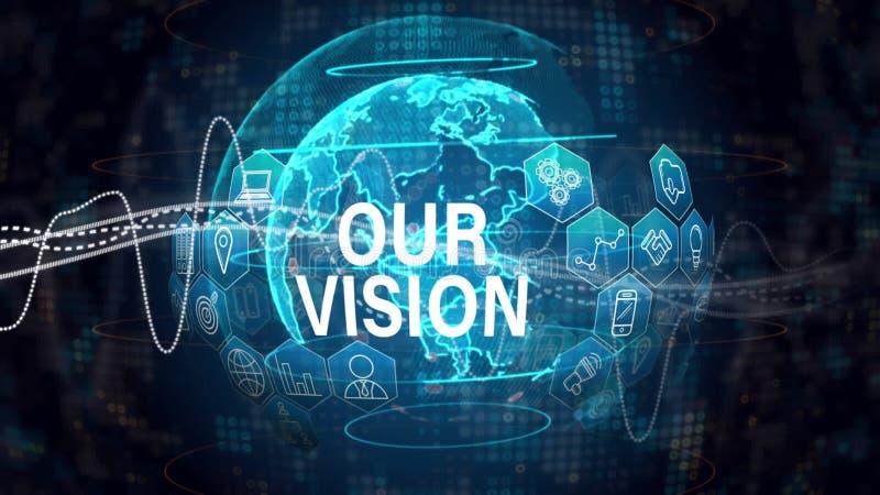 Animation of Our Vision Text Over Globe and Data Processing Stock ...