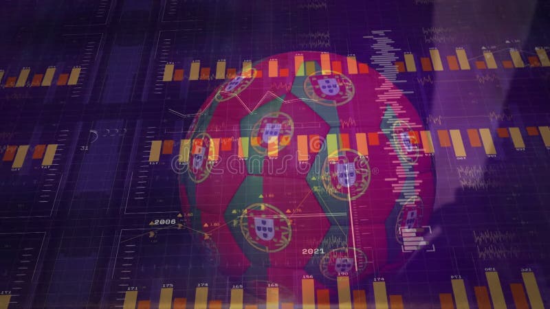 Animation Overlaying Digital Data Charts and Graphs on Soccer Ball with ...