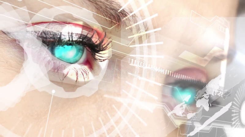 Animation Overlaying Digital Interface on Human Eyes with Glowing ...