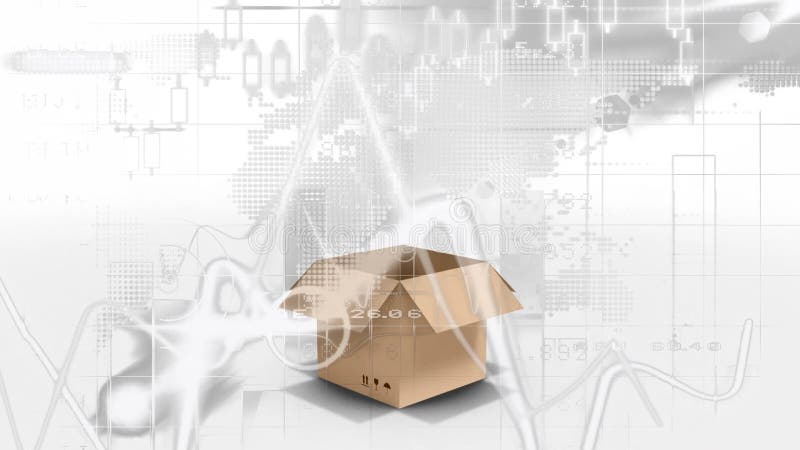 Animation of Package and Data Processing Over White Background Stock ...