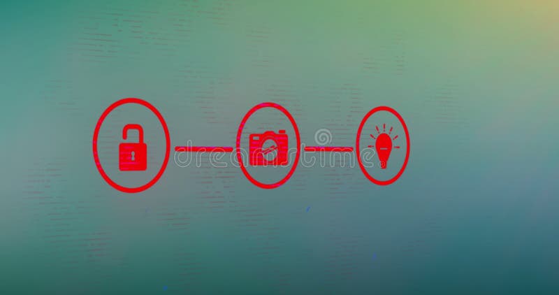 Animation of Padlock with Camera and Lightbulb Forming Flowchart on ...