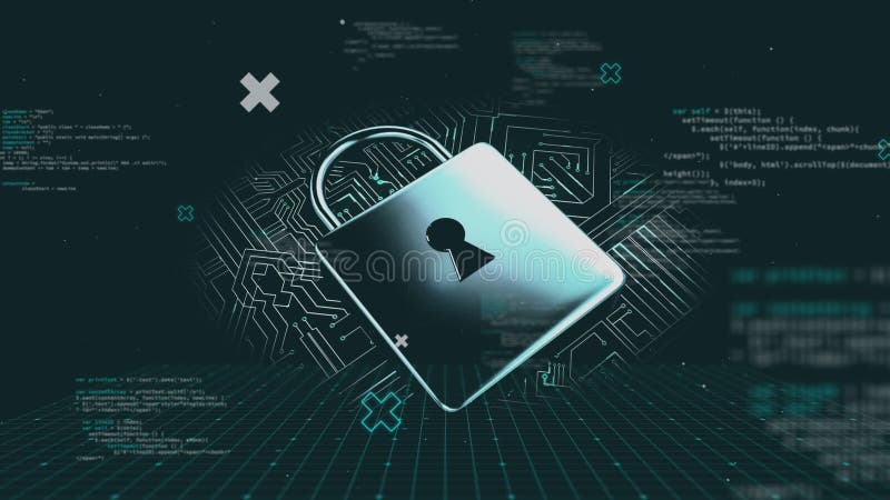 Animation of a Padlock Icon with Data Processing and Computer Processor ...