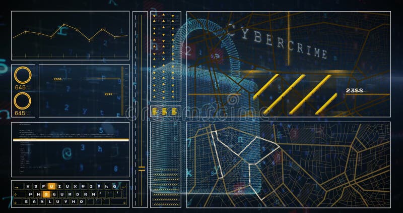 Animation of Padlock, Texts, Symbols, Letters, Number with Computer Language and Navigation ...