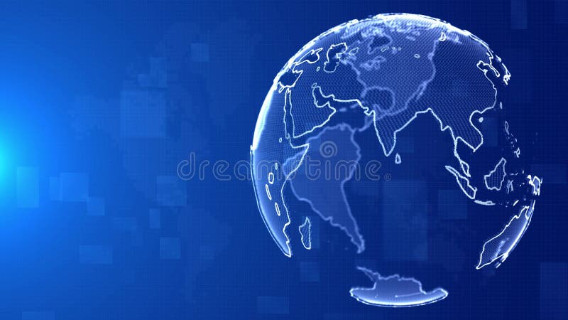 Animation of Particle Earth Globe Rotating and Glow Light Shine Beam ...