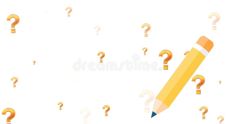 Animation of Pencil Icon and Question Marks Over White Background Stock ...