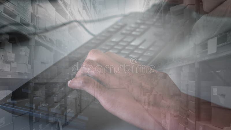 Animation of Person Typing on Computer Keyboard with Warehouse in ...