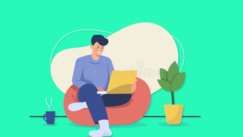 Animation of a Person Working from Home Stock Footage - Video of people ...
