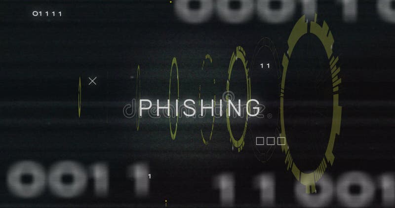 Animation of Phishing Text and Digital Data Processing Over Black ...