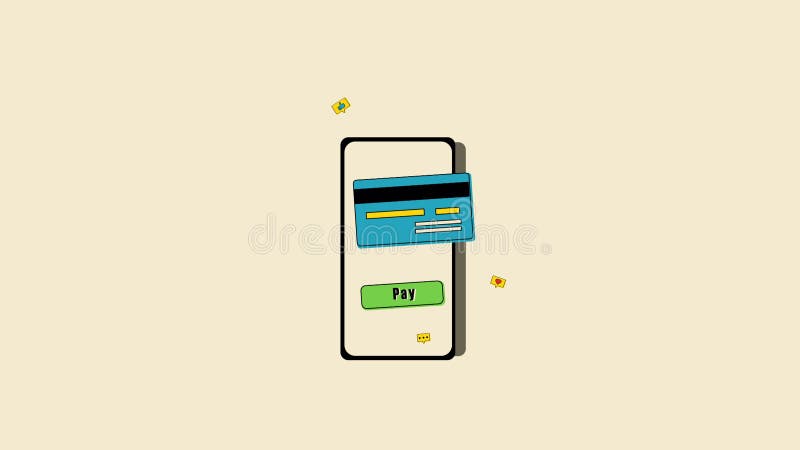 Animation Phone with Pay on Screen and Decorative Design Elements ...