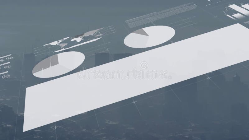 Animation of Pie Charts Overlaying Cityscape, Illustrating Data ...