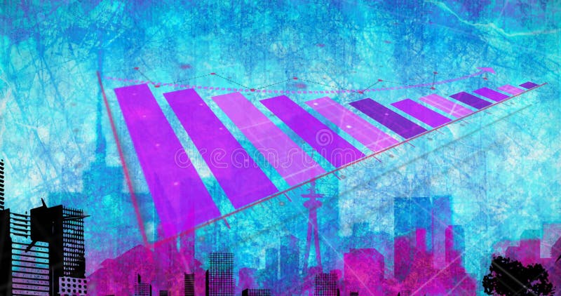 Animation of Pink Statistics Processing Over Cityscape Background Stock ...