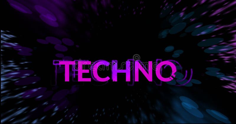 Animation of Pink Techno Text and Light Trails on Black Background ...