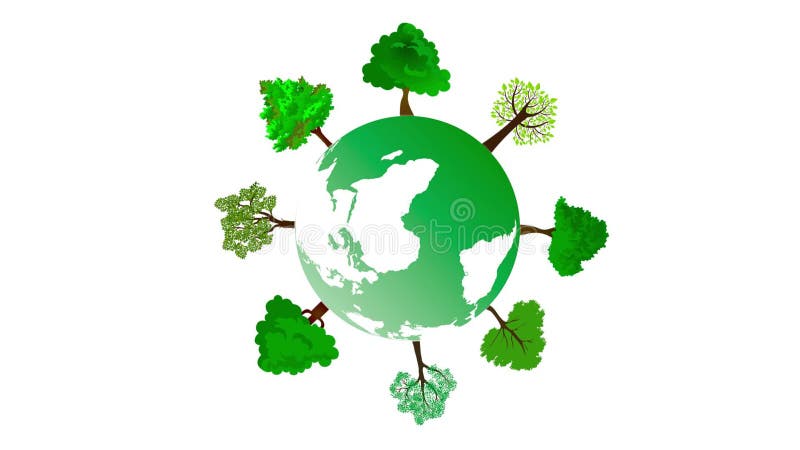 Animation of Planet Earth with Trees, Rolling Stock Footage - Video of ...