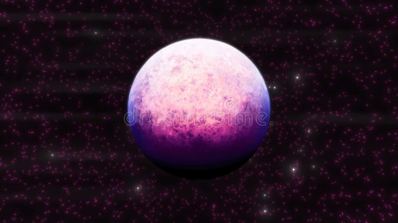 Abstract Pink 3d Planet Rotates in Space. Scattering Particles Render ...