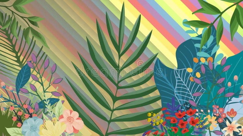 Animation of Plants Over Moving Coloured Linear Background Stock ...