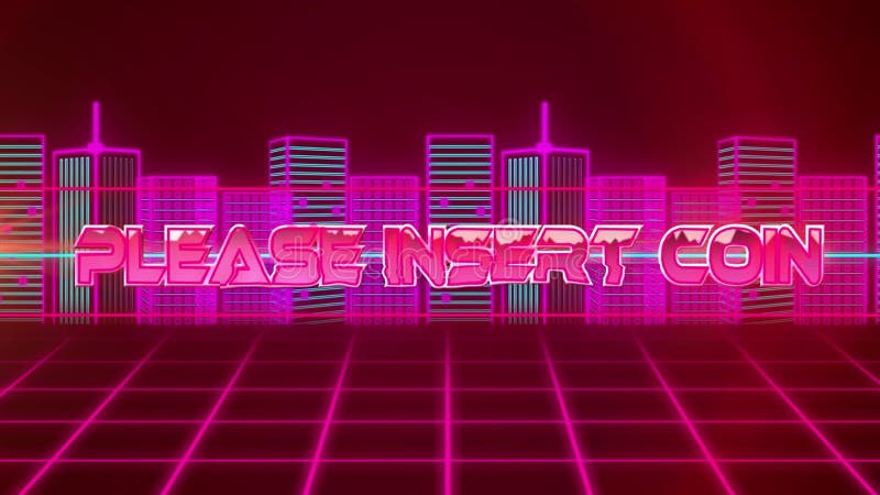 Animation of Please Insert Coin Text Over Digital City Stock Footage ...