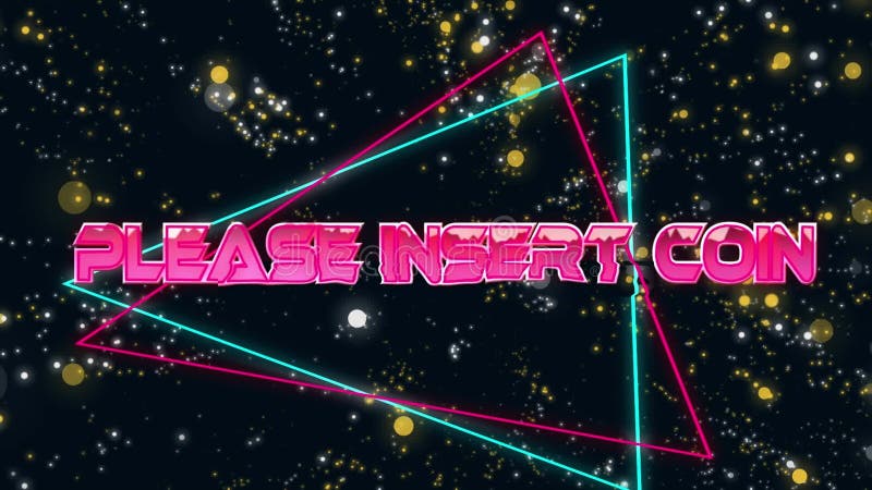 Animation of Please Insert Coin Text Over Light Spots on Black ...